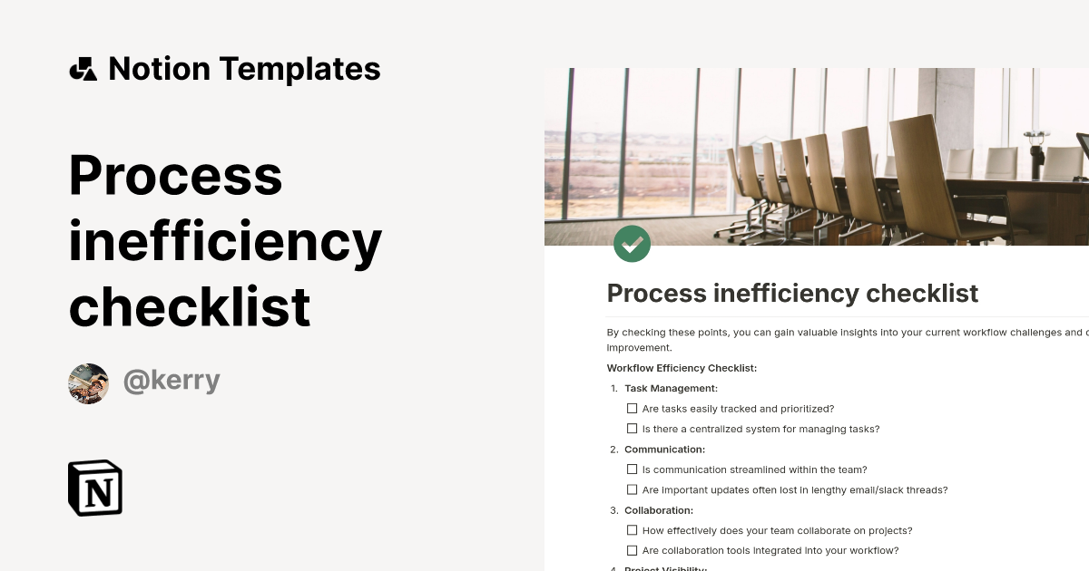 Process inefficiency checklist Template by Edun Kerry | Notion Marketplace