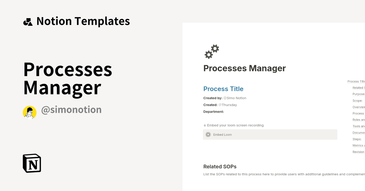 Processes Manager Template | Notion Marketplace
