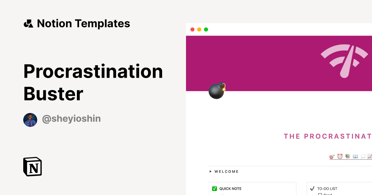 Procrastination Buster Template | Notion Marketplace