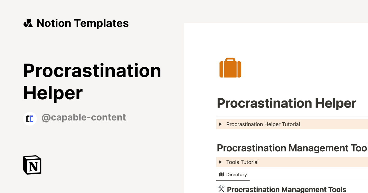 Procrastination Helper Template by Capable Content | Notion Marketplace