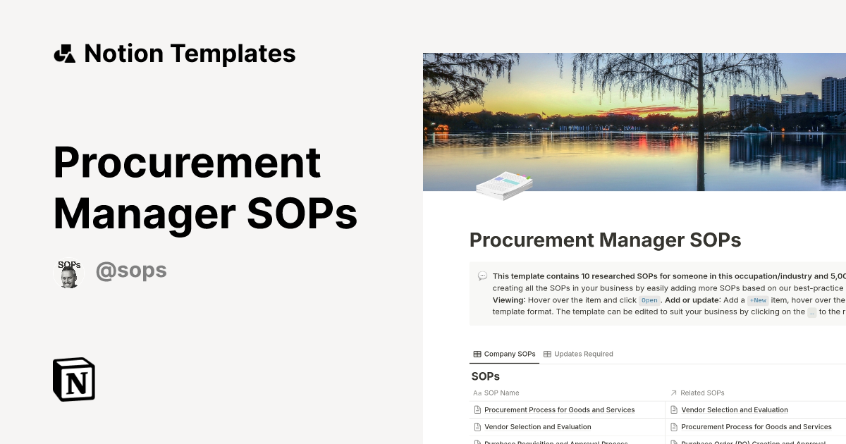 Procurement Manager SOPs Template by SOPs | Notion Marketplace