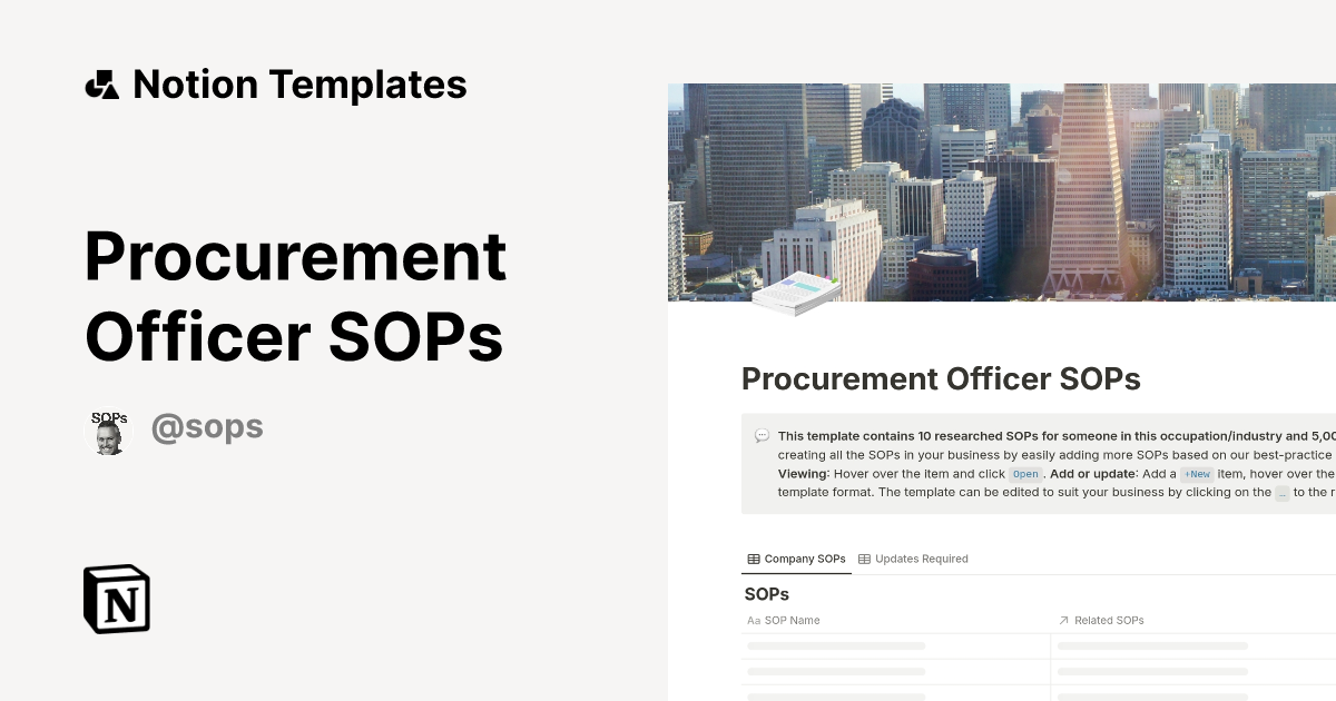 Procurement Officer SOPs Template | Notion Marketplace