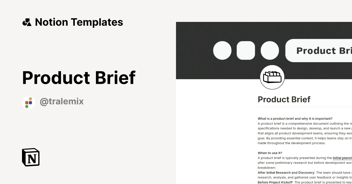 Product Brief Template by Tralemix | Notion Marketplace