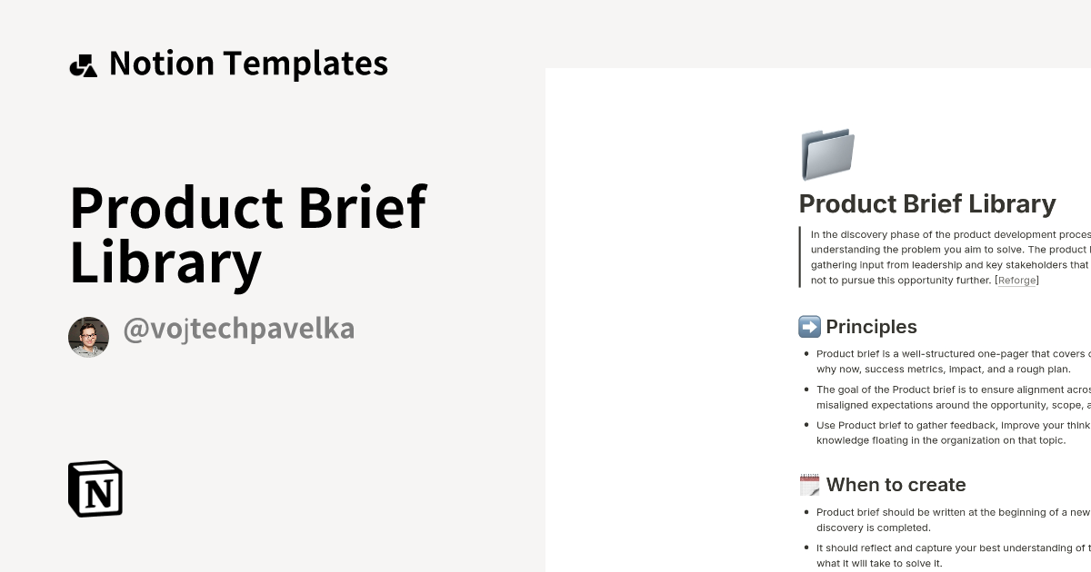 Product Brief Library Template | Notion Marketplace