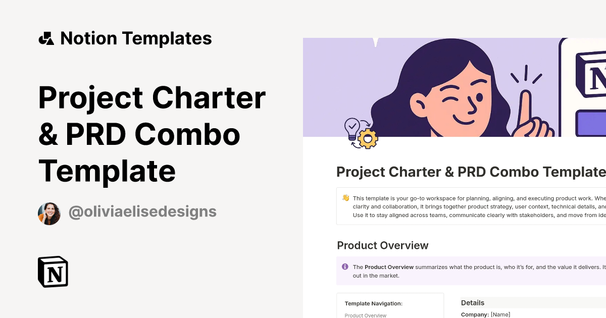 Project Charter & PRD Combo Template Template by Olivia Boutch | Notion ...