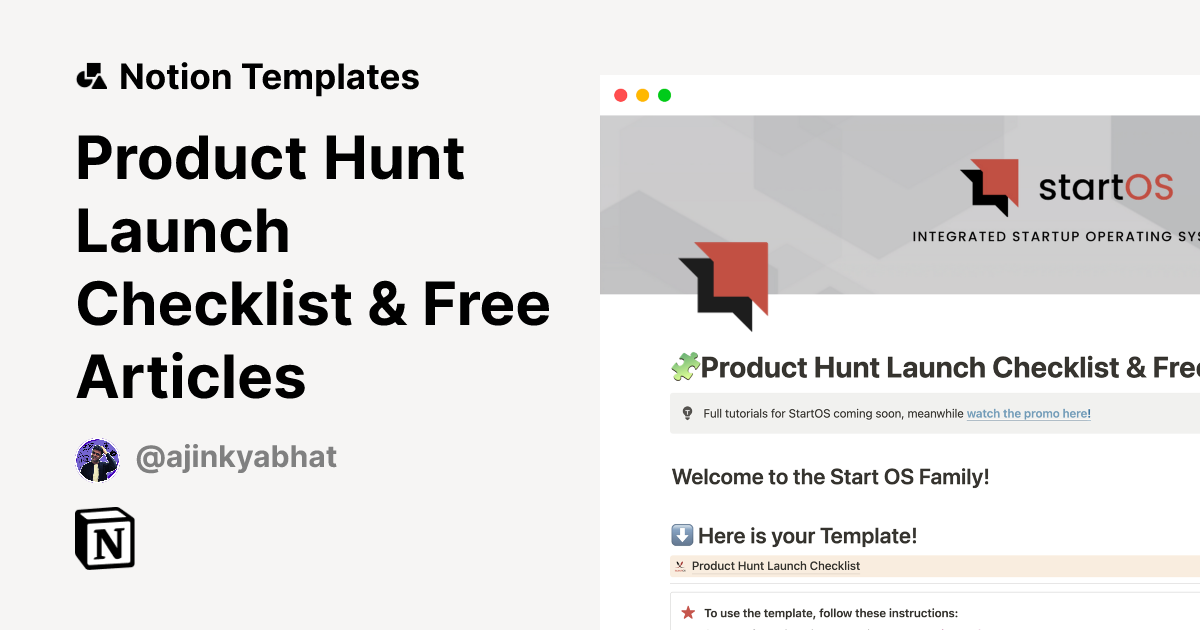 Product Hunt Launch Checklist & Free Articles Template by Ajinkya Bhat ...
