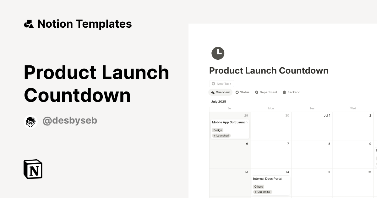 Product Launch Countdown Template | Notion Marketplace