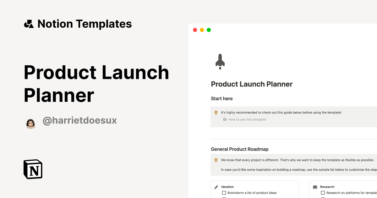 Product Launch Planner Template by Harriet | Notion Marketplace