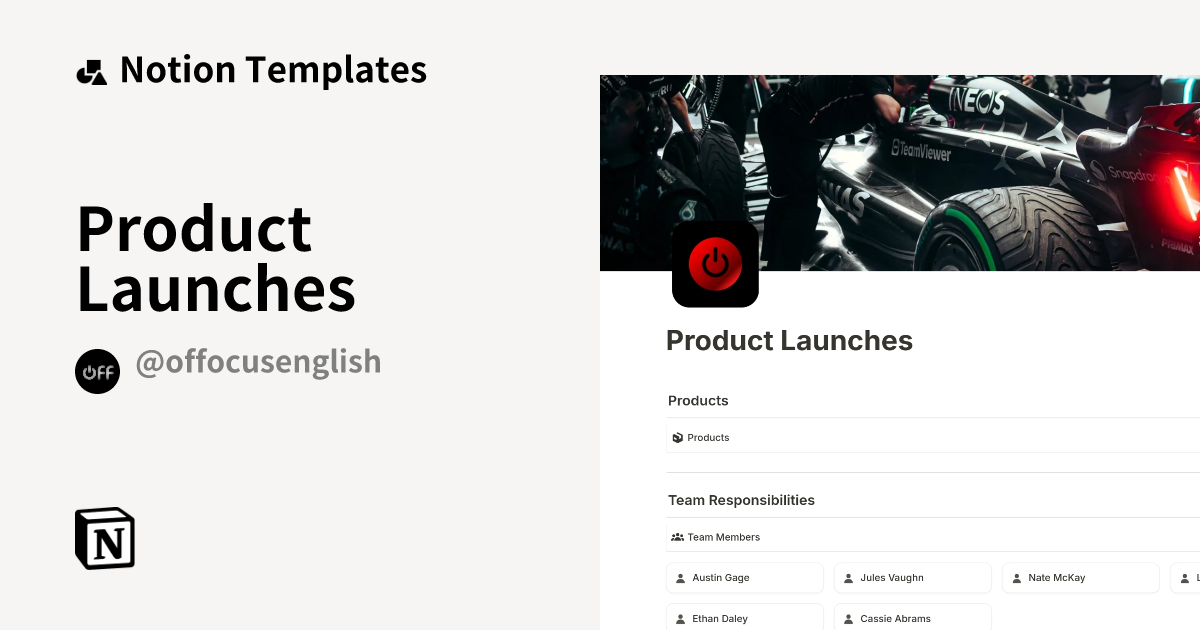 Product Launches Template By Offocus Notion Marketplace