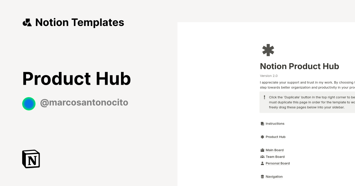 Product Hub Template | Notion Marketplace