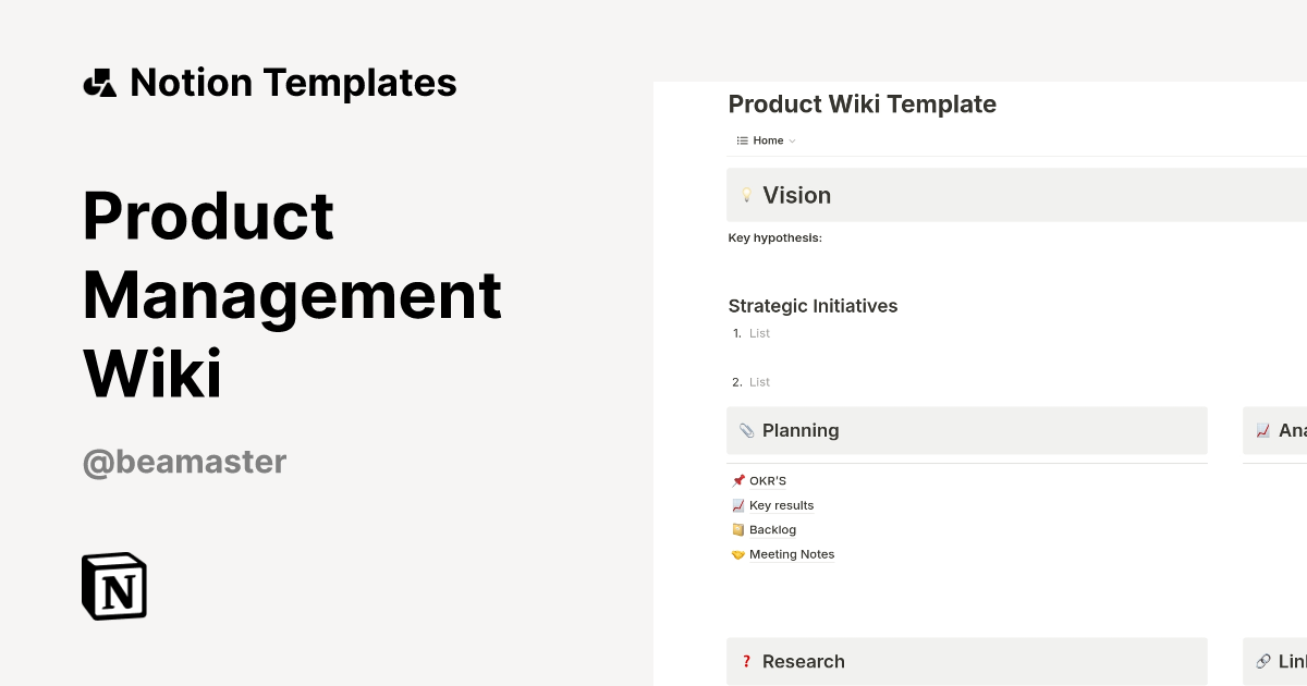 Product Management Wiki Template by Viktor | Notion Marketplace