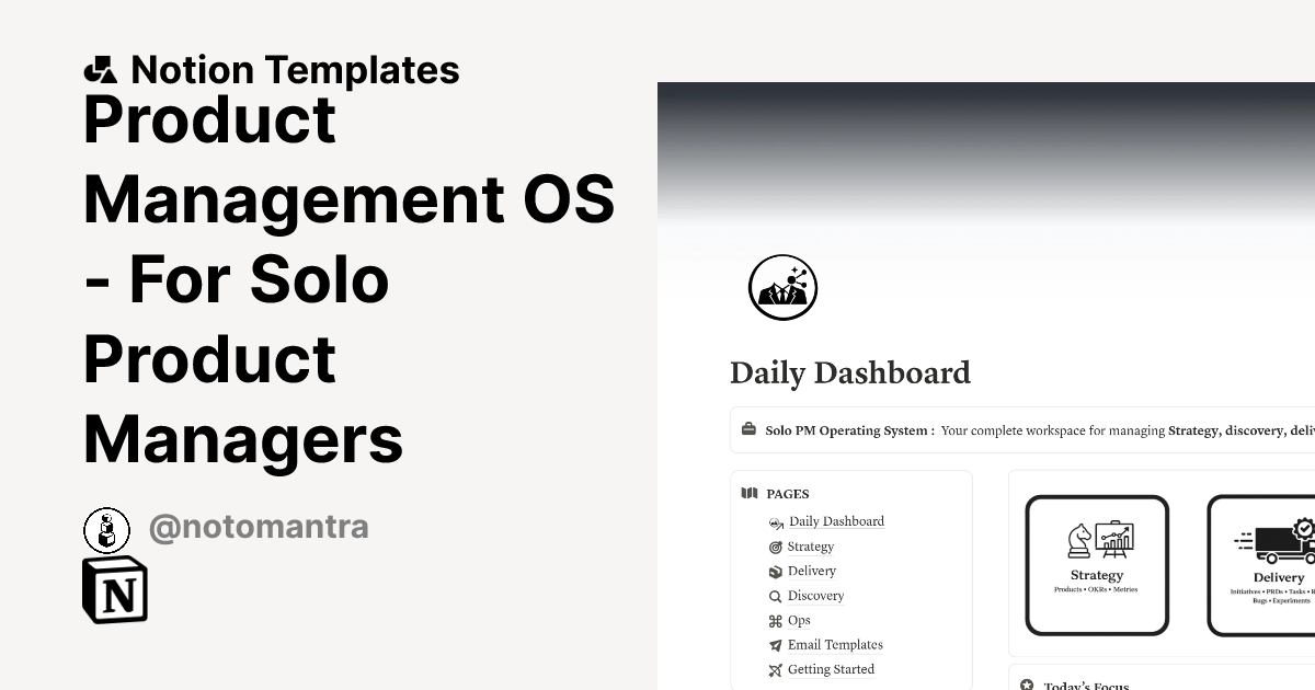 Product Manager OS Template by NotoMantra | Notion Marketplace