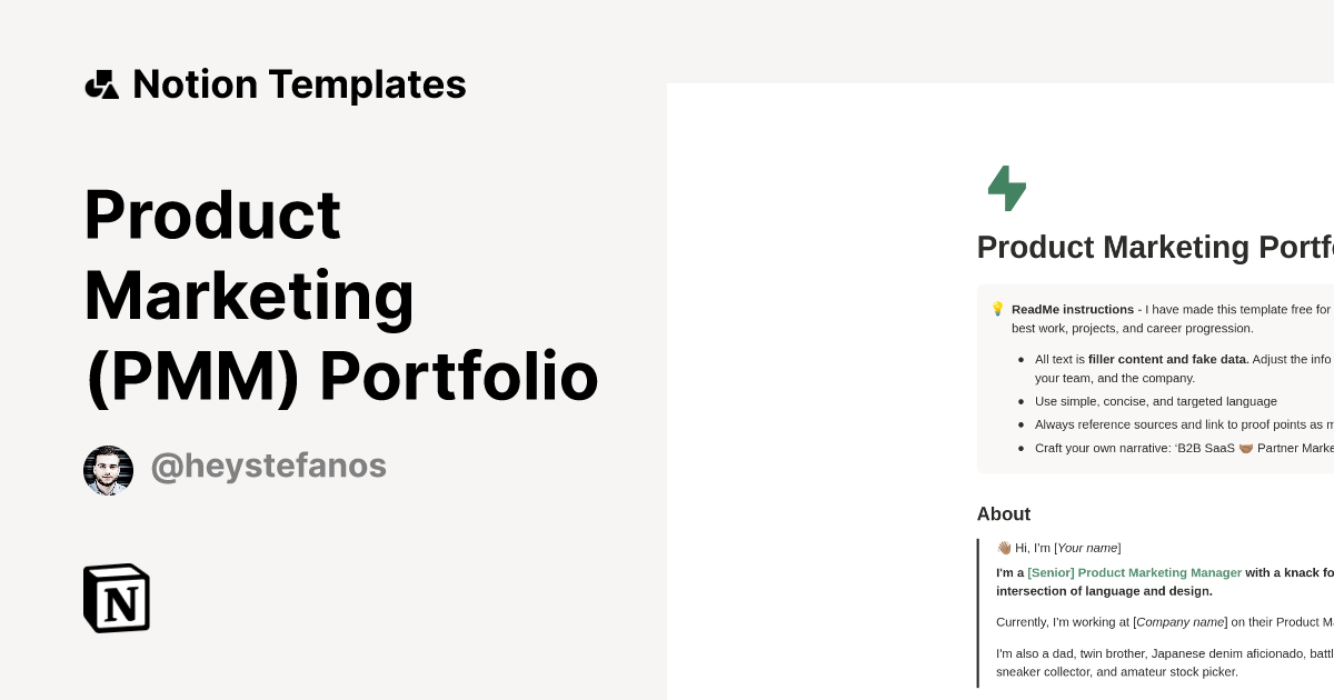 Product Marketing (PMM) Portfolio Template | Notion Marketplace