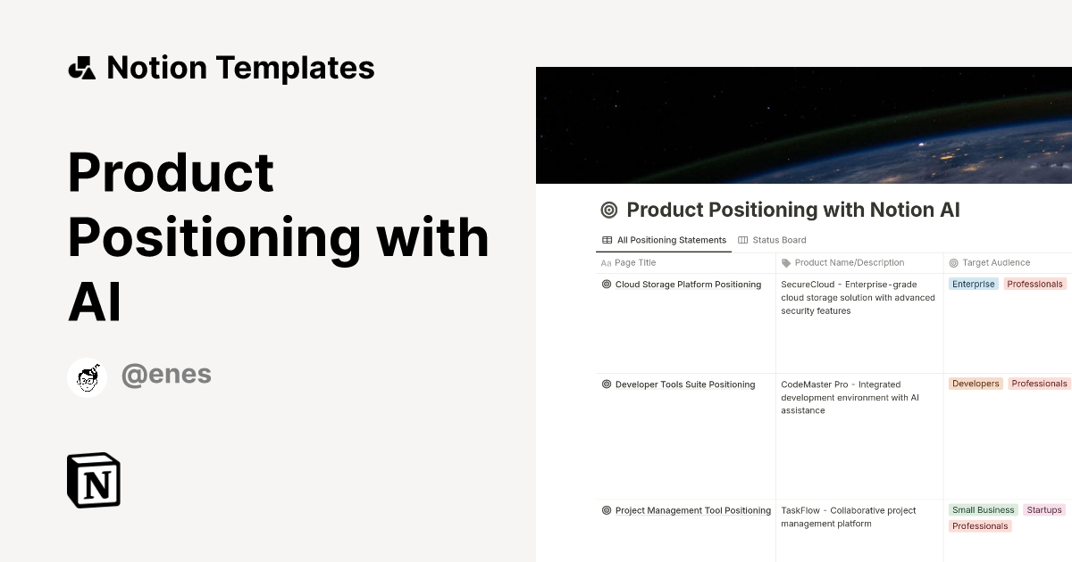 Product Positioning with AI Template | Notion Marketplace