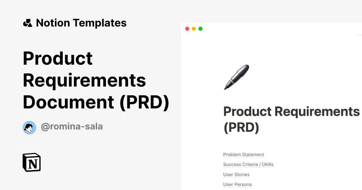 Product Requirements Document (PRD) Template by Romina Sala | Notion ...
