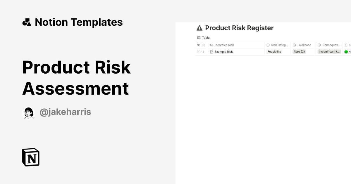 Product Risk Assessment Template | Notion Marketplace