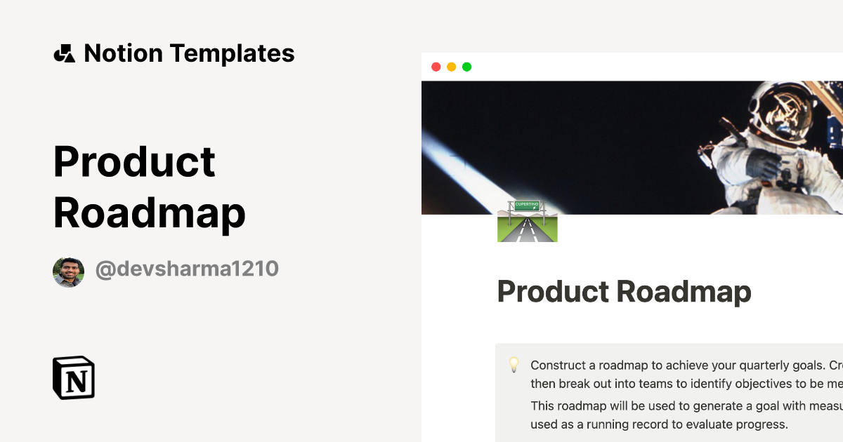 Product Roadmap Template by Dev Sharma | Notion Marketplace