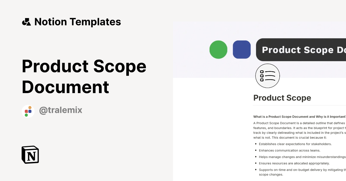 Product Scope Document Template by Tralemix | Notion Marketplace
