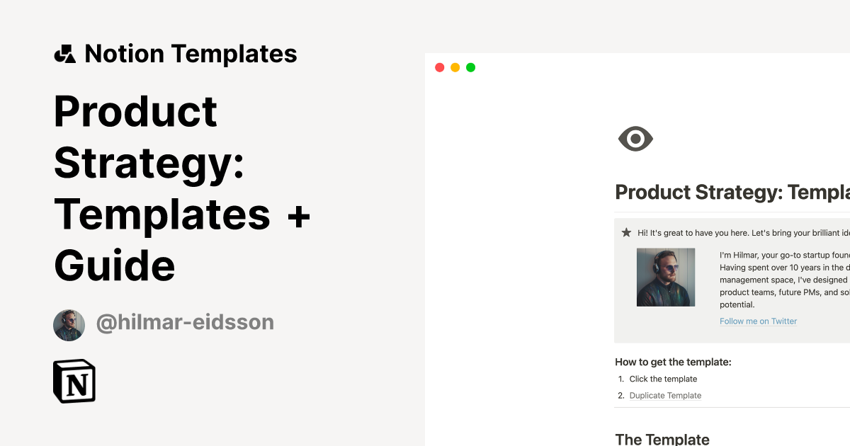 Product Strategy: Templates + Guide Template by Hilmar Eidsson | Notion ...