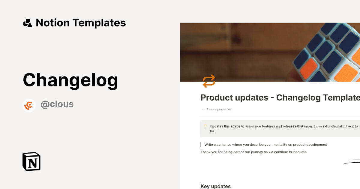 Changelog Template by Clous | Notion Marketplace