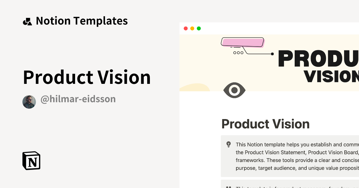 Product Vision Template | Notion Marketplace