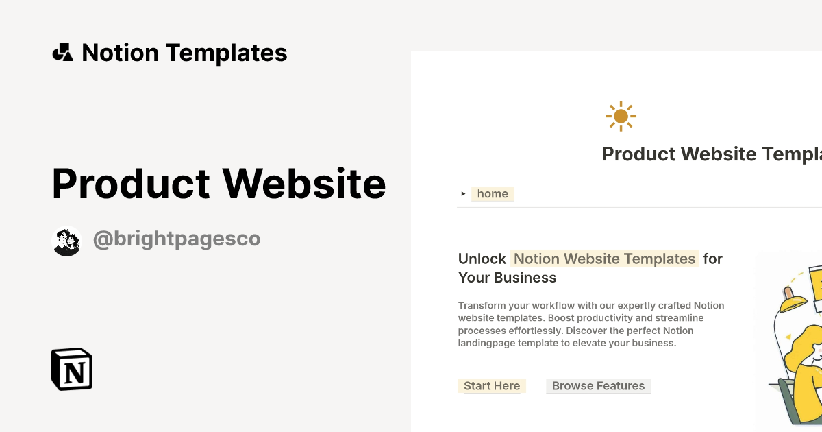 Product Website Template | Notion Marketplace