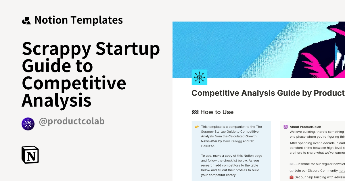 Scrappy Startup Guide to Competitive Analysis Template by ProductColab | Notion Marketplace