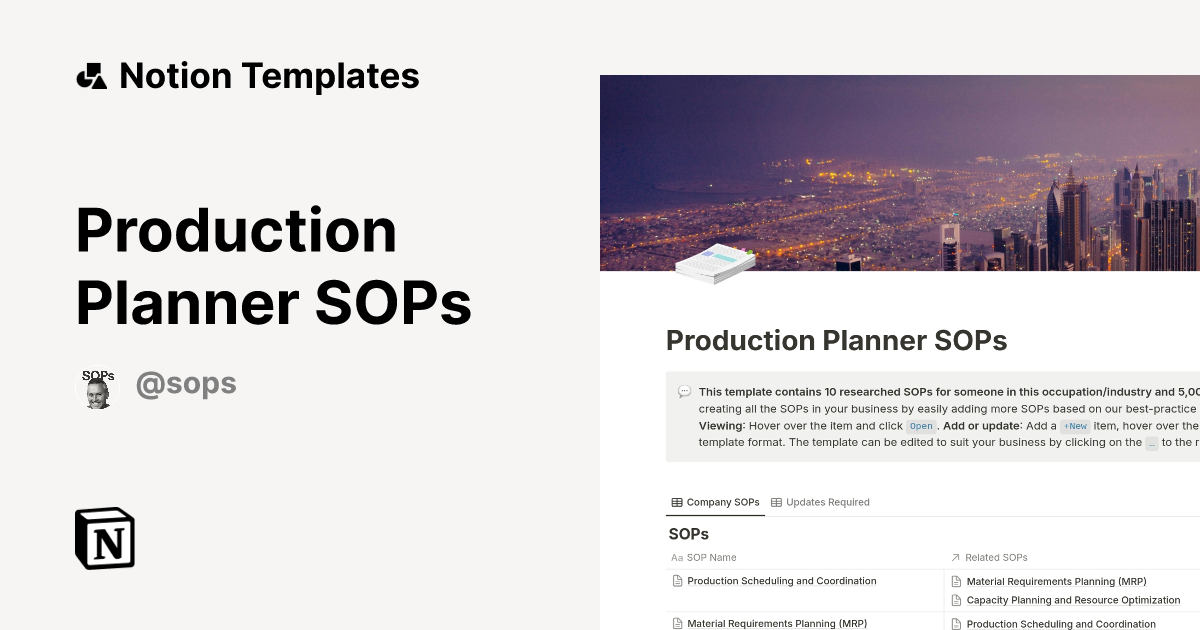 Production Planner SOPs Template | Notion Marketplace
