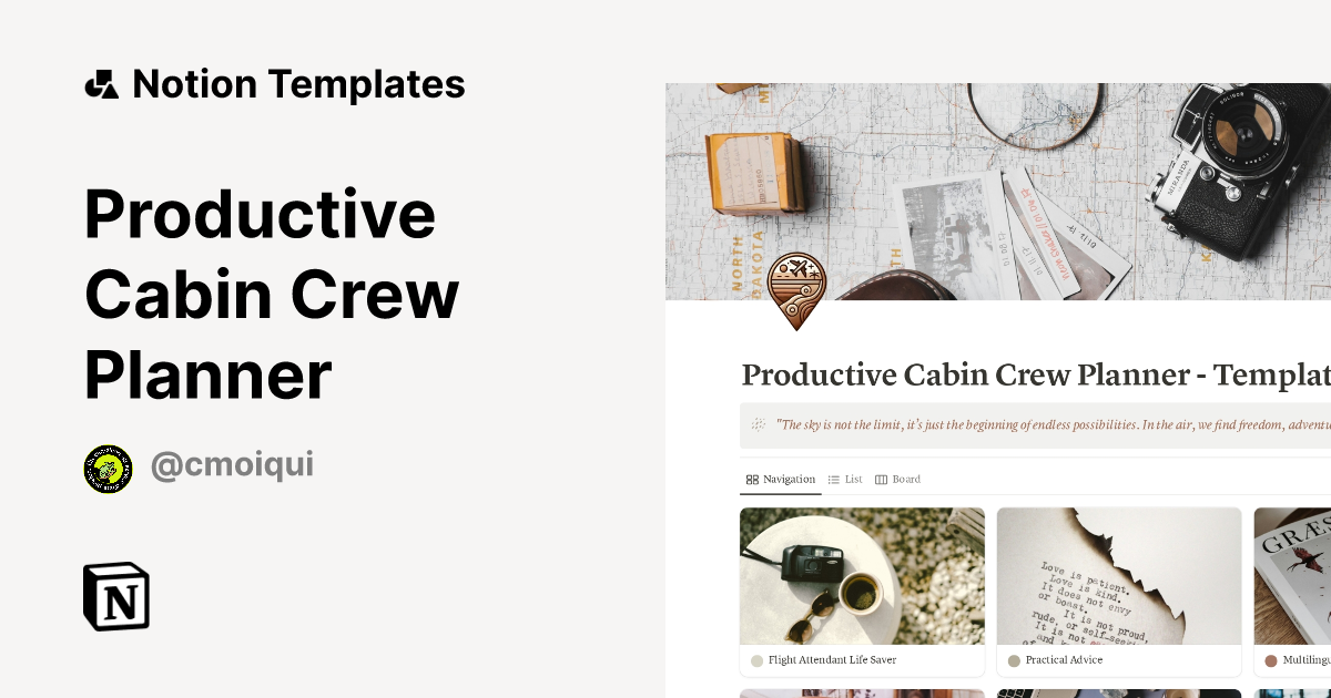 Productive Cabin Crew Planner Template | Notion Marketplace