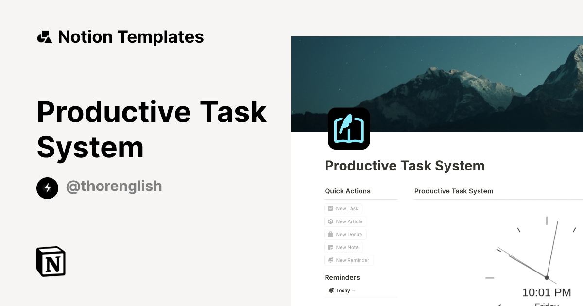 Productive Task System Template | Notion Marketplace