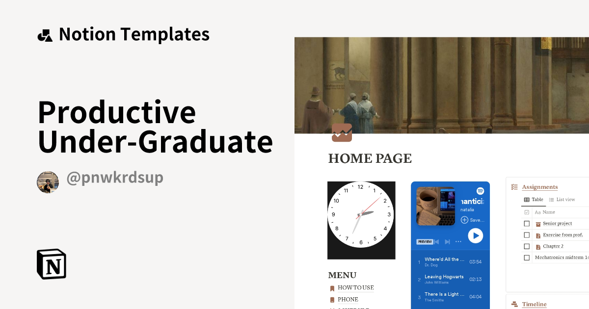 Productive Under-Graduate Template by pnw | Notion Marketplace