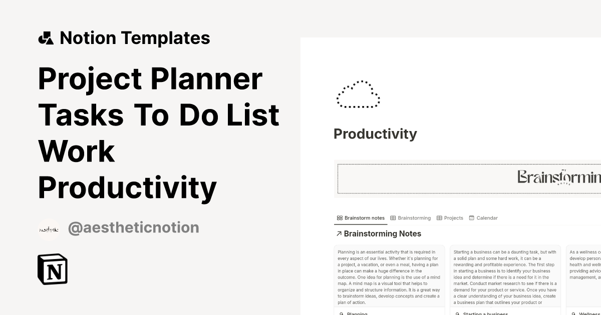 Project Planner Tasks To Do List Work Productivity Template by My ...