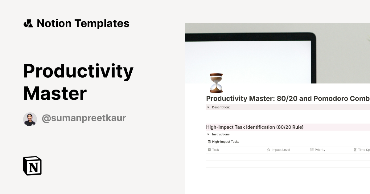 Productivity Master Template | Notion Marketplace