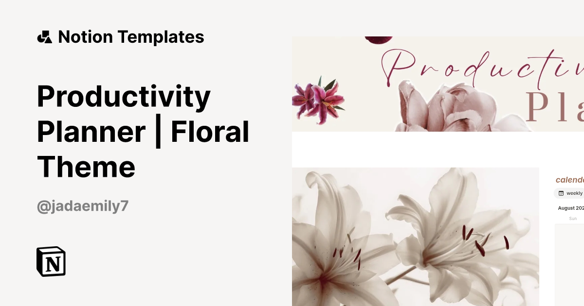 Productivity Planner | Floral Theme Template | Notion Marketplace