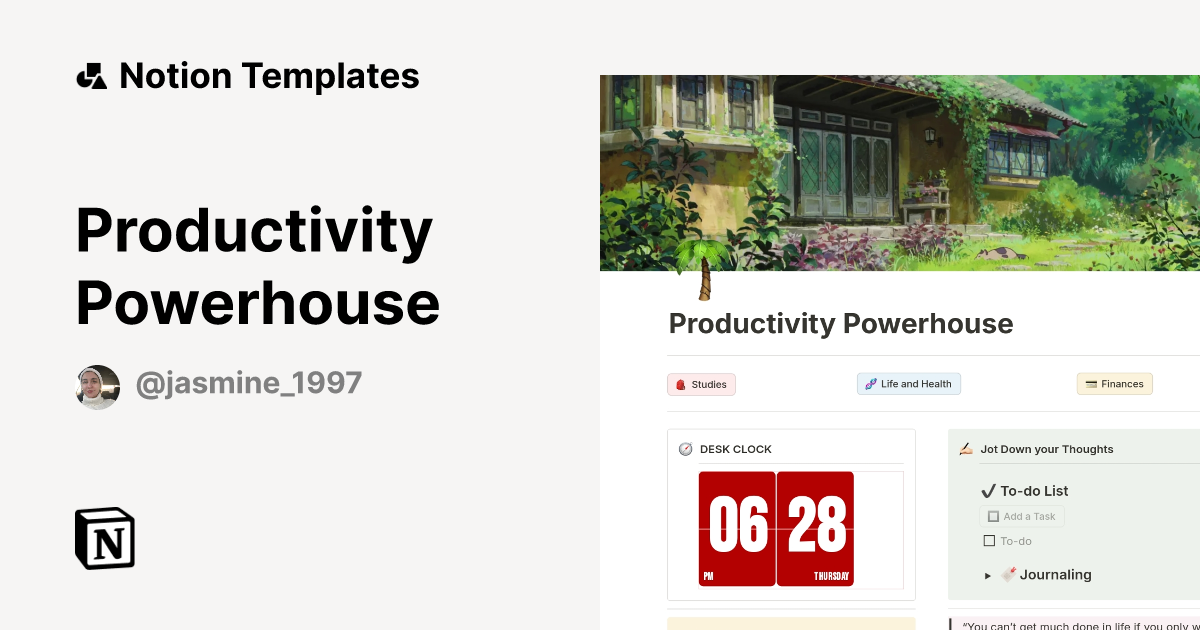 Productivity Powerhouse Template by Yasaman | Notion Marketplace