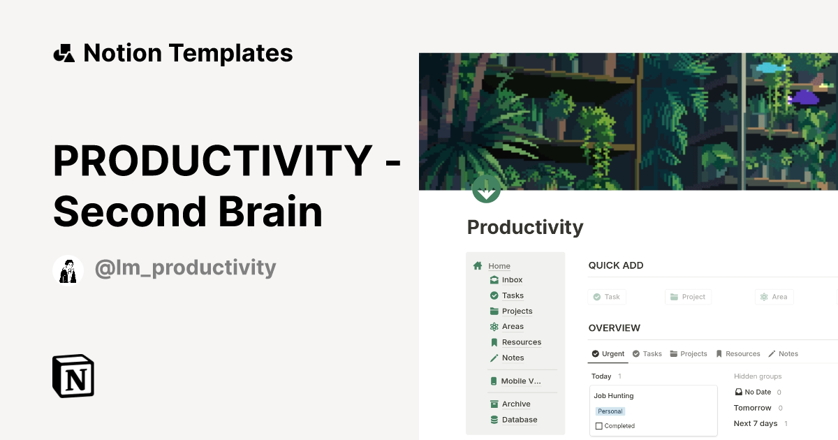 Productivity Second Brain Template Notion Marketplace