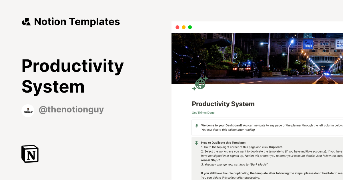 Productivity System Template by thenotionguy | Notion Marketplace