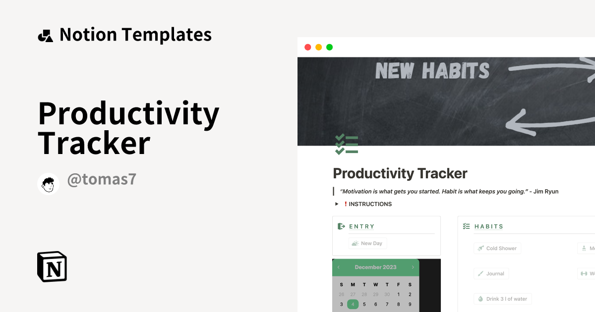 Productivity Tracker Template by 7T0mas | Notion Marketplace
