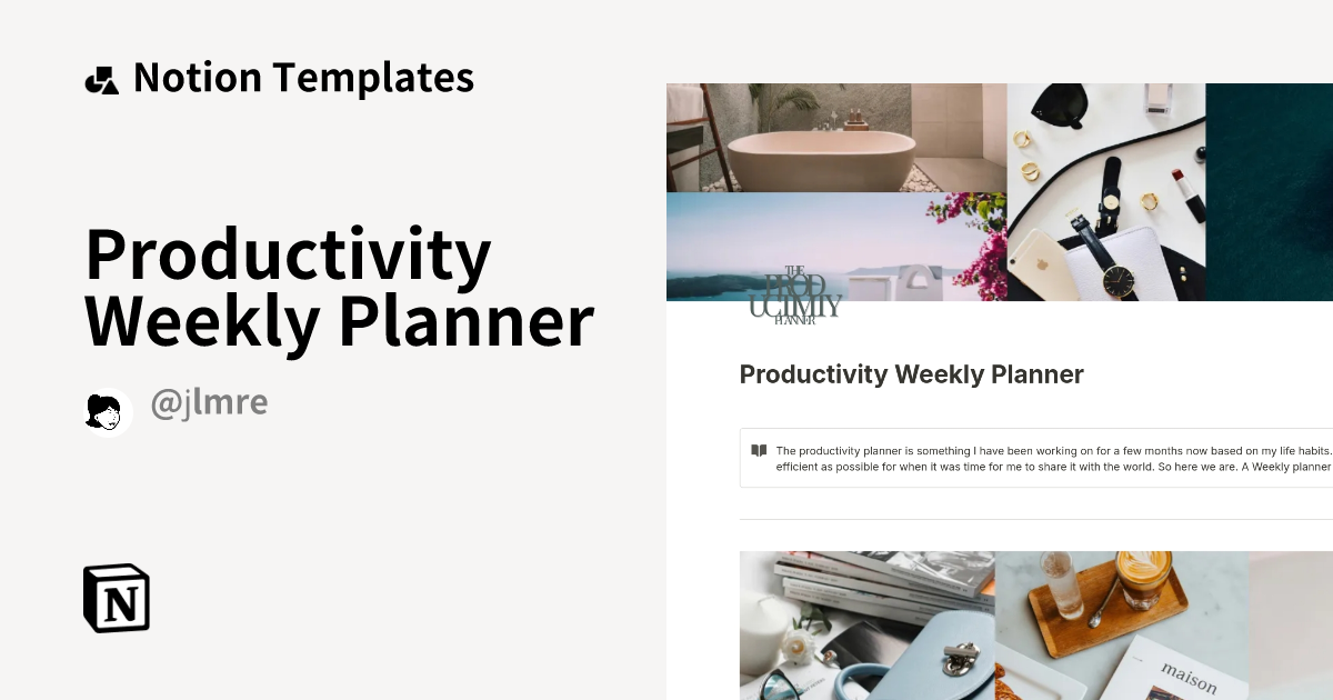 Productivity Weekly Planner Template by April Sundays | Notion Marketplace