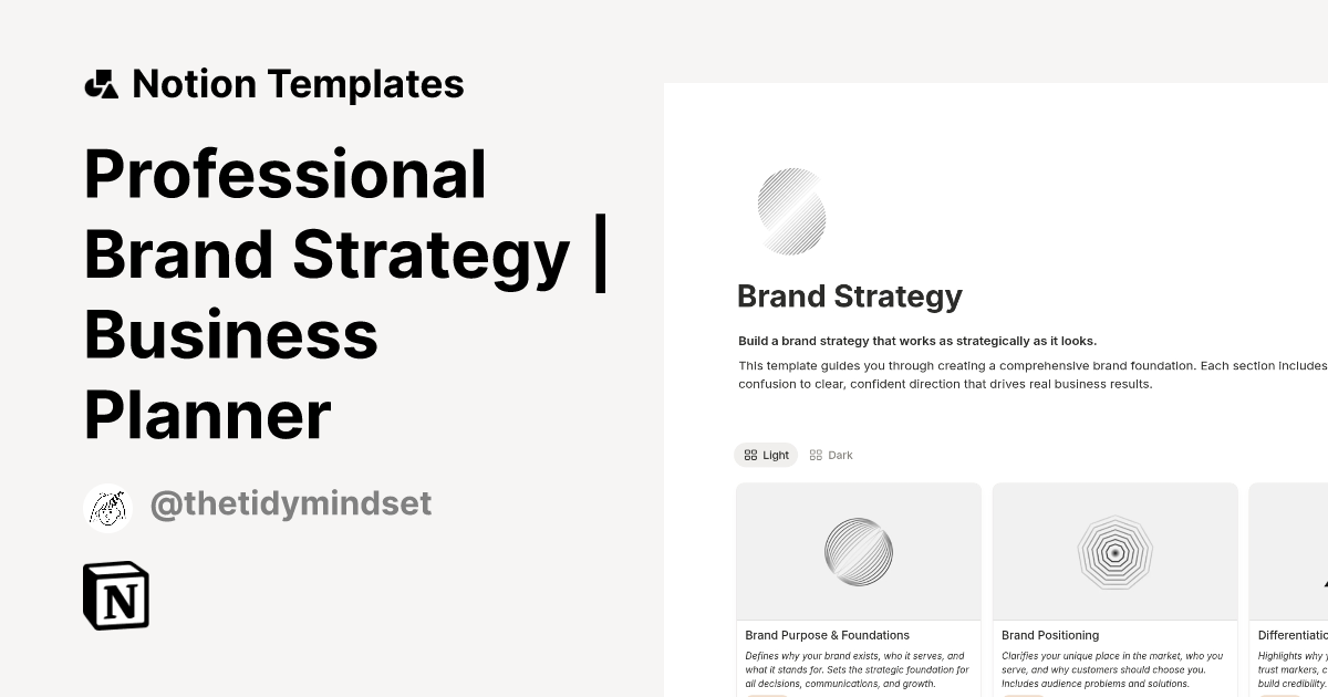Professional Brand Strategy | Business Planner Template by The Tidy Mindset | Notion Marketplace