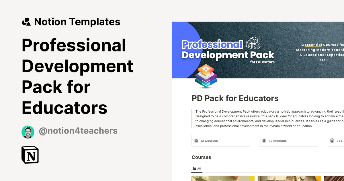Professional Development Pack for Educators Template | Notion Marketplace