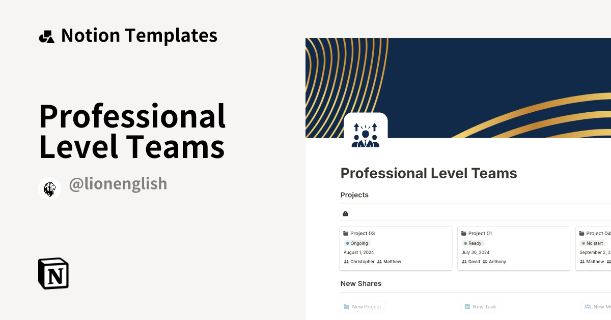 Professional Level Teams Template by Lion | Notion Marketplace