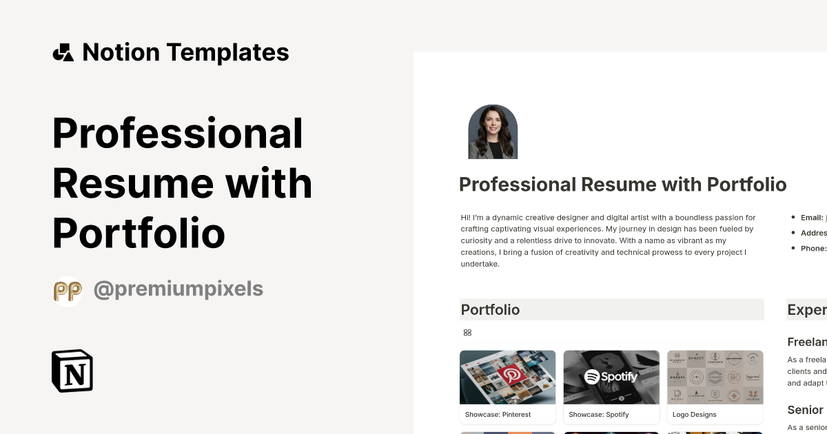 Professional Resume with Portfolio Template by ⭐ Premium Pixels ⭐ ...