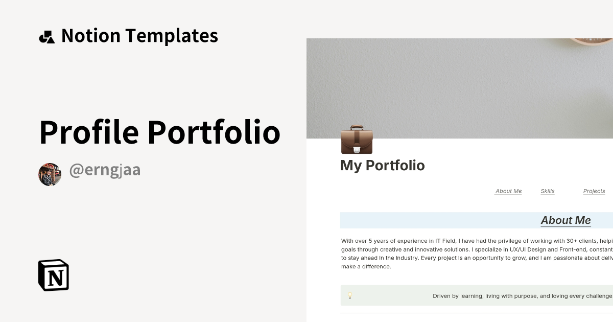 Profile Portfolio Template | Notion Marketplace