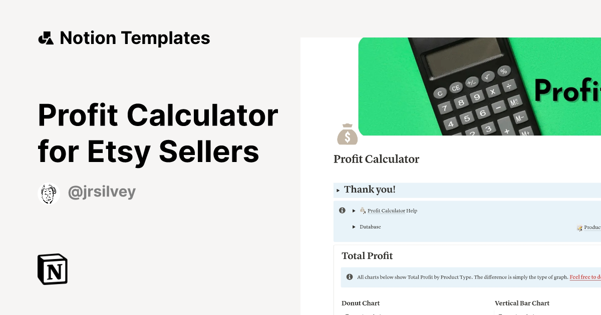 Profit Calculator for Etsy Sellers Template | Notion Marketplace