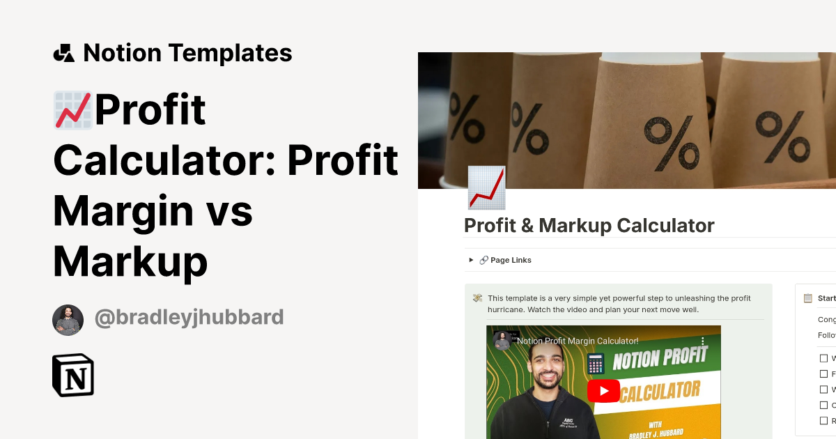 📈Profit Calculator: Profit Margin vs Markup Template | Notion Marketplace