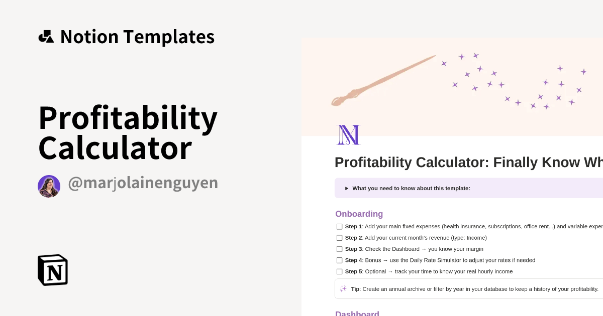 Profitability Calculator Template | Notion Marketplace