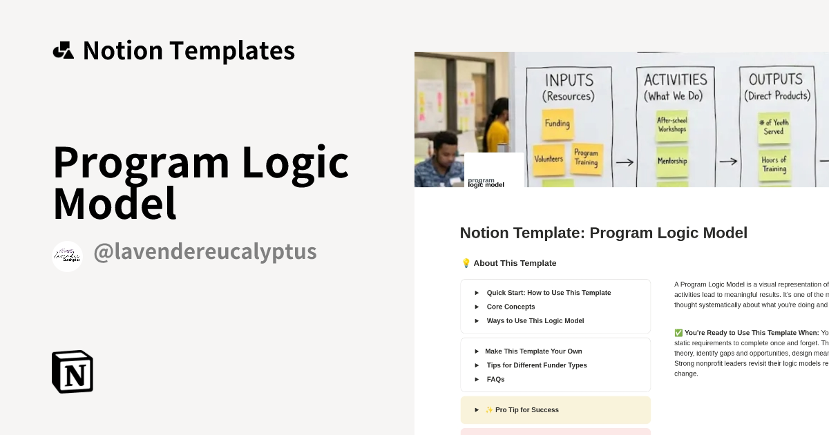 Program Logic Model Template | Notion Marketplace