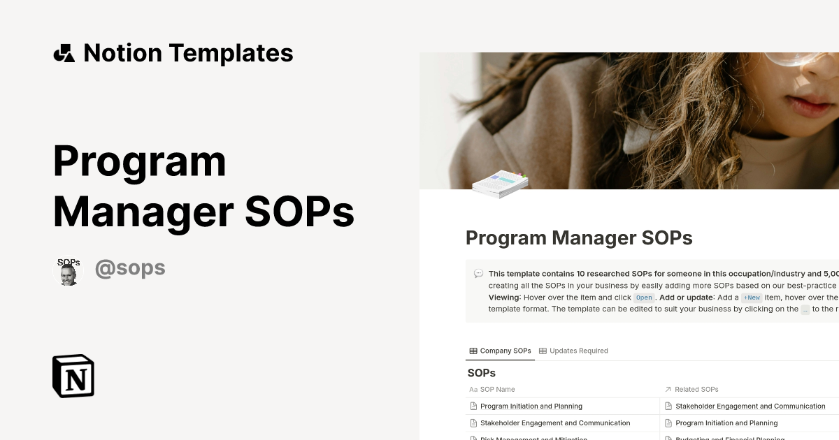 Program Manager SOPs Template | Notion Marketplace