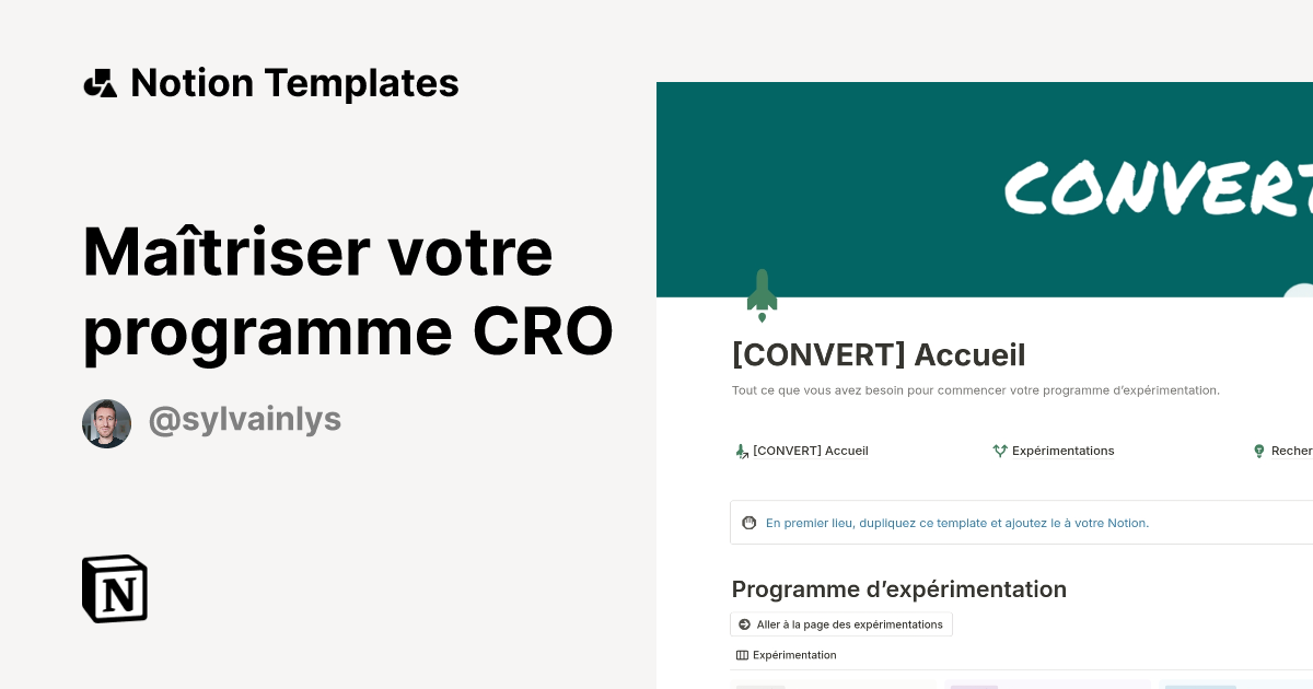 Maîtriser votre programme CRO Template | Notion Marketplace